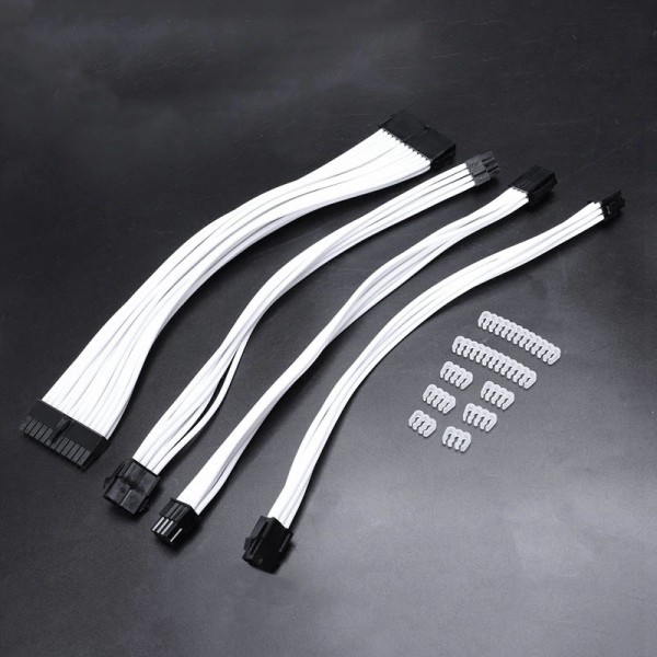 Buy LPC White Sleeved Extension Cable Kit - 24Pin ATX, 4+4Pin EPS, 8Pin ...