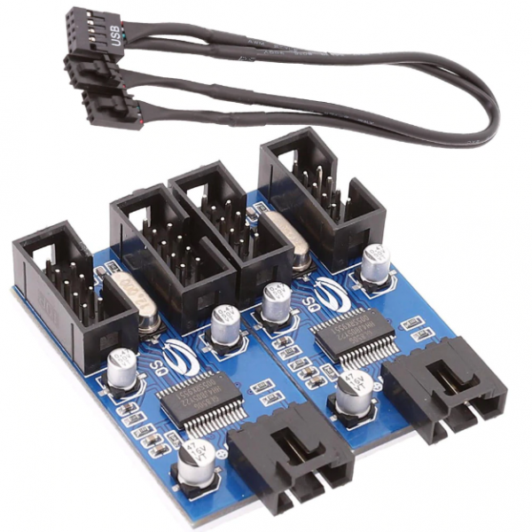 Buy LPC 9Pin USB Header to 4 port 9Pin USB Internal Hub Splitter ...