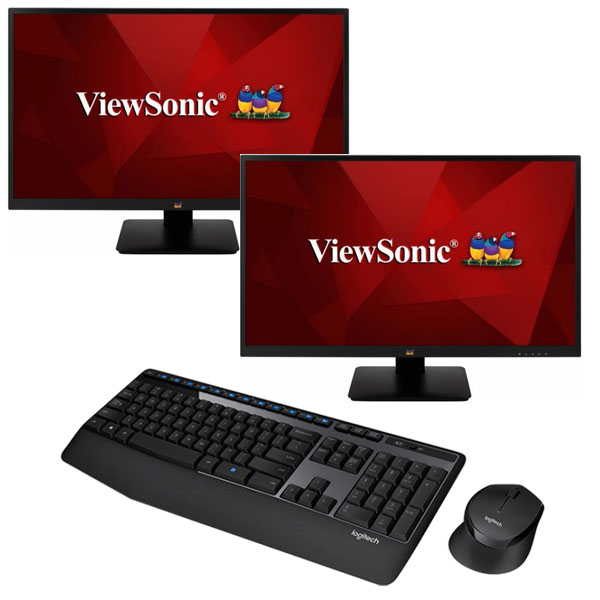 Buy Dual ViewSonic 24" Monitors Plus Logitech Wireless Keyboard And ...