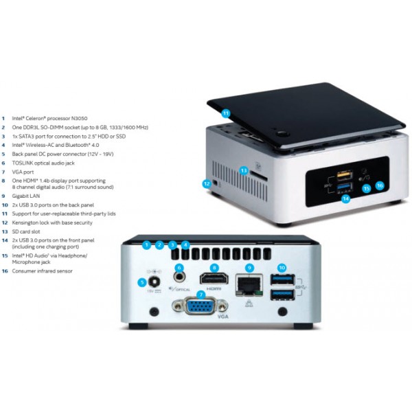 Intel NUC Celeron-J3455 Mini PC- 8GB Ram, 256GB SSD, Win10 pre-installed