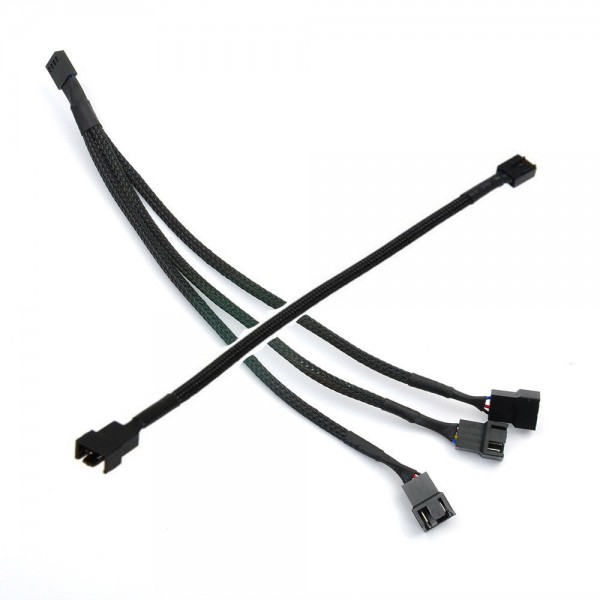 Buy LPC 1 To 3 Way Fan Y Splitter and 42cm Extension Sleeved 4-Pin / 3 ...