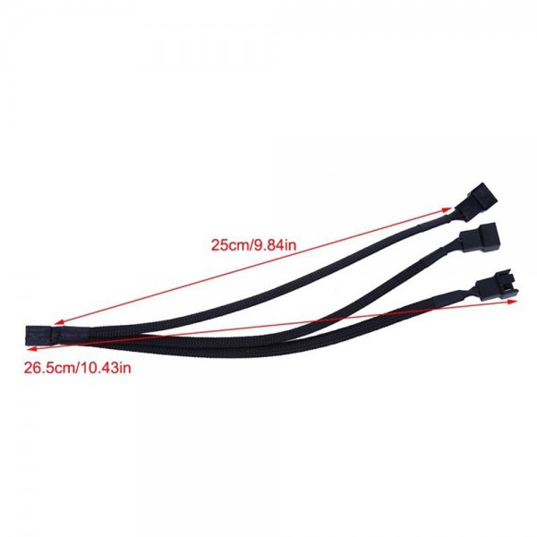 Buy LPC 1 To 3 Way Fan Y Splitter Sleeved 4-Pin / 3-Pin / 2-Pin PWM Fan ...